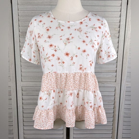 Paper Crane | Tops | Paper Crane Juliana Tiered Mixed Print Babydoll ...